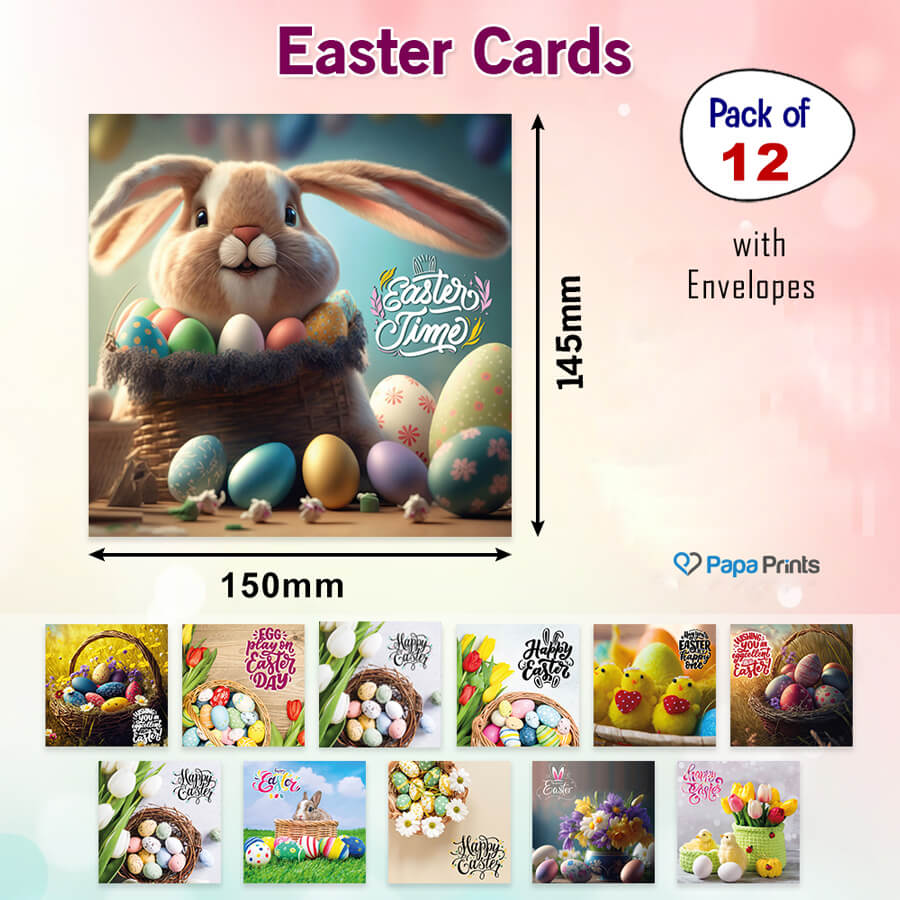 Easter Bunny greeting cards set/ Rabbit and Flowers Easter cards ...