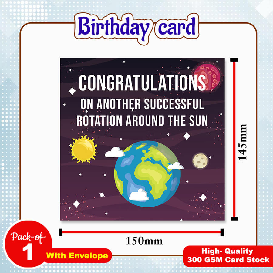 Around the Sun Birthday Card with Funny Astronomy Quote – Unique Gift