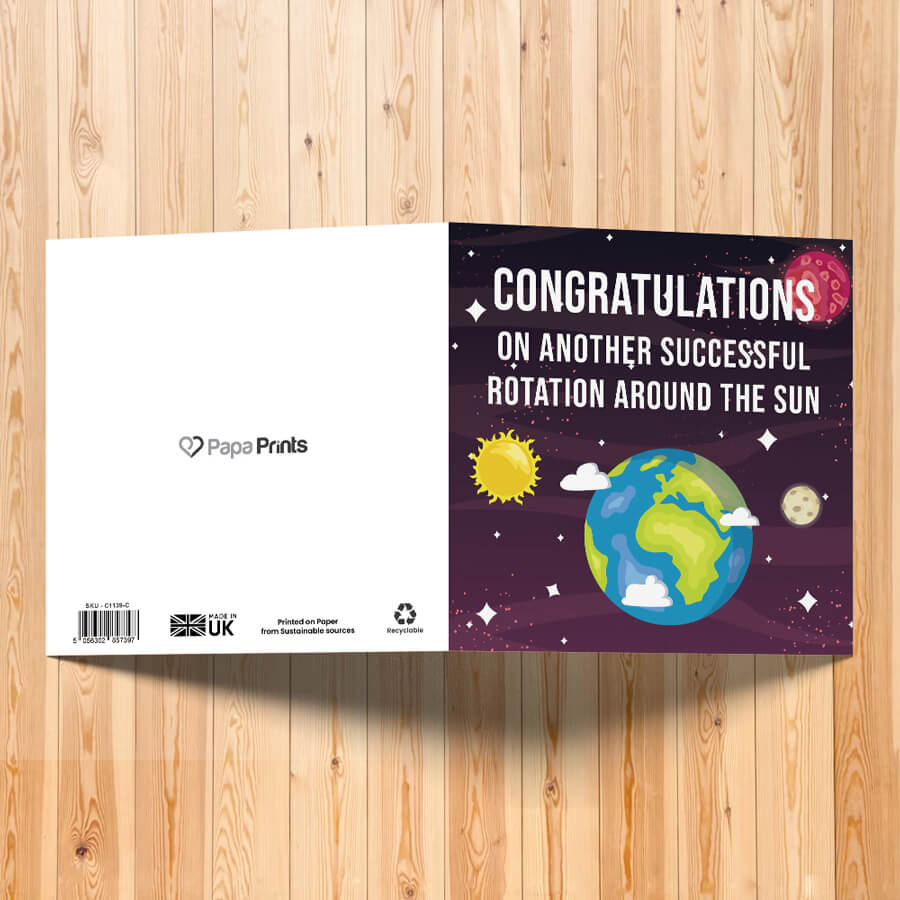Around the Sun Birthday Card with Funny Astronomy Quote – Unique Gift