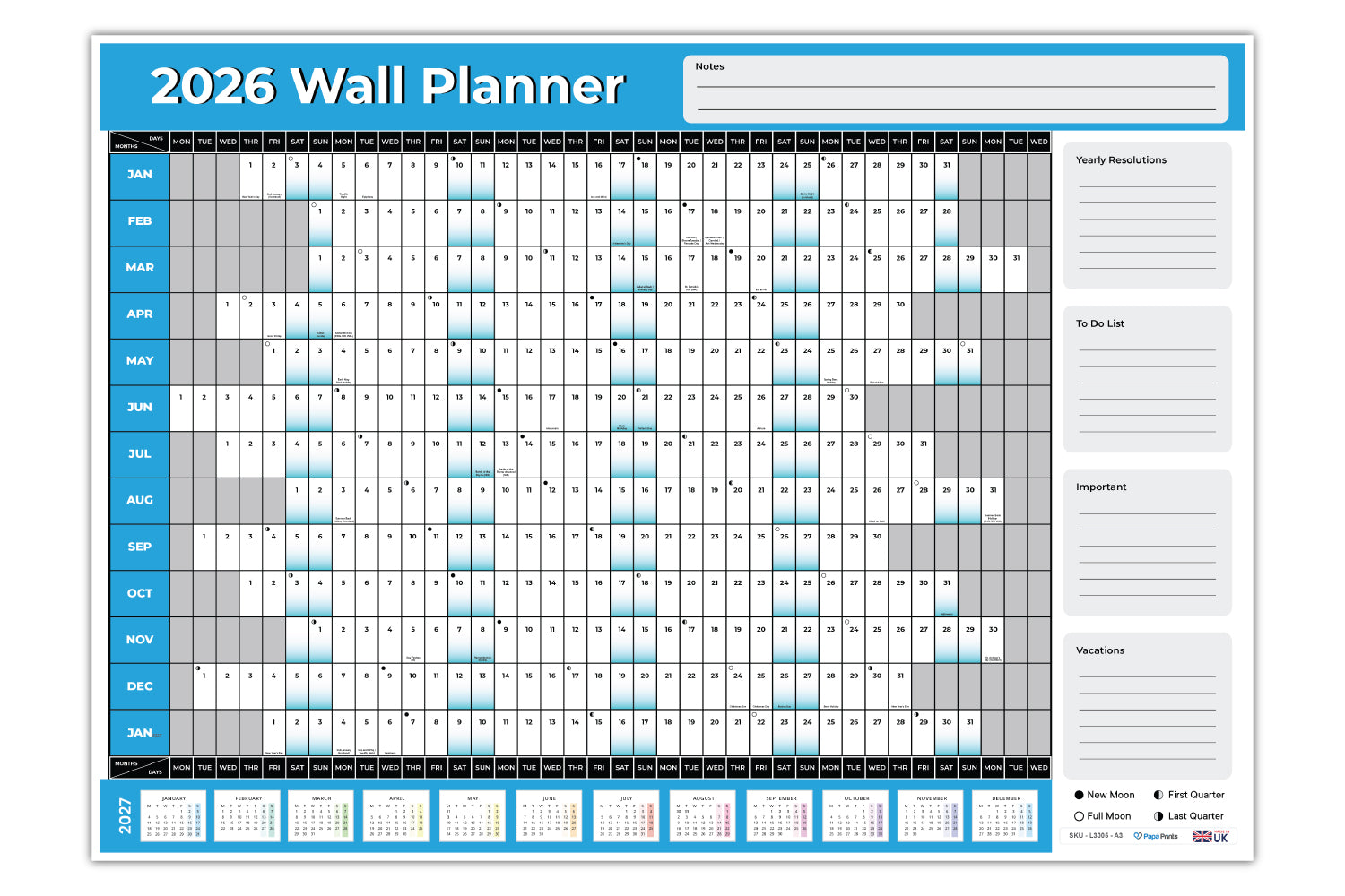Calendar For Wall | Year Planner For Wall – papaprints