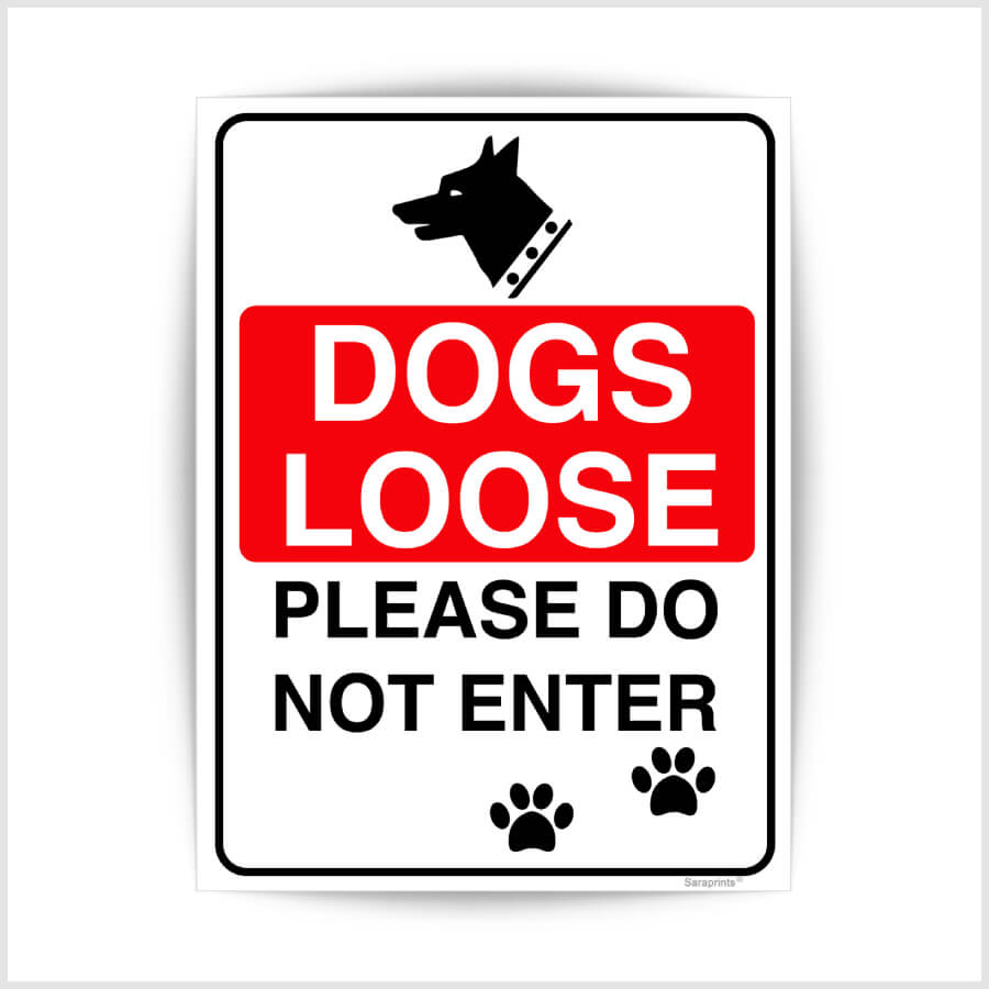 Dogs Loose Sign Sticker/Warning Sign Sticker Dogs Loose/Do Not Enter ...
