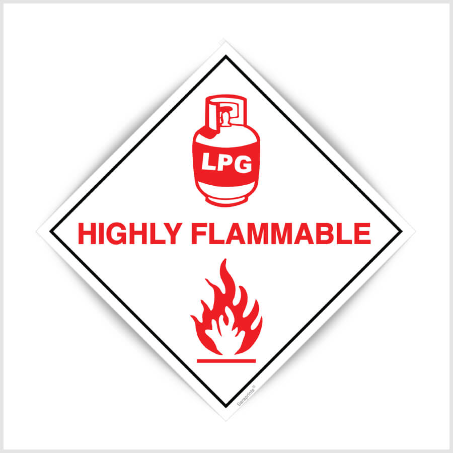 LPG warning label/Flammable gas caution sign/Durable LPG sticker for ...