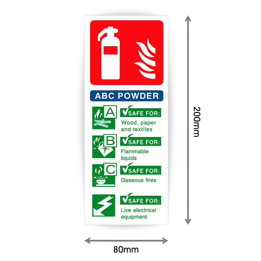 Fire extinguisher ABC powder sign sticker/Fire extinguisher sign sticker