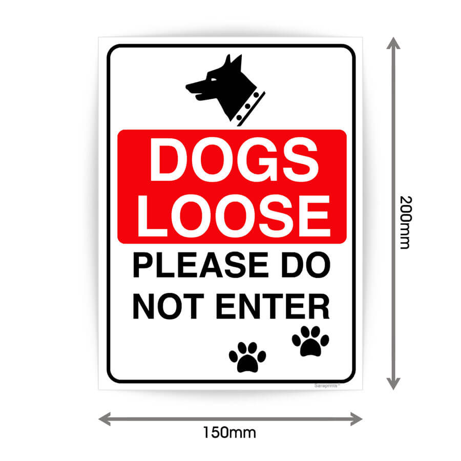 Dogs Loose Sign Sticker/Warning Sign Sticker Dogs Loose/Do Not Enter ...