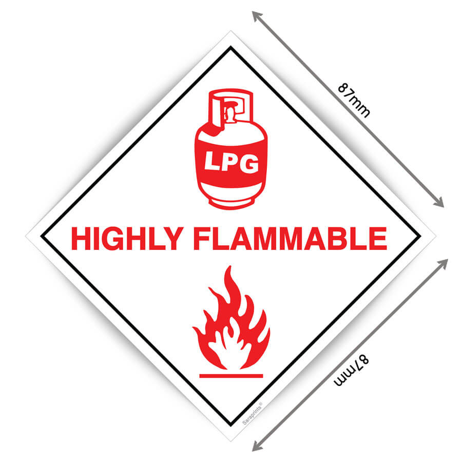 LPG warning label/Flammable gas caution sign/Durable LPG sticker for ...
