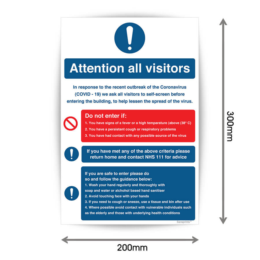 COVID-19 self-screening sticker/Attention all visitors sticker/Sticker ...