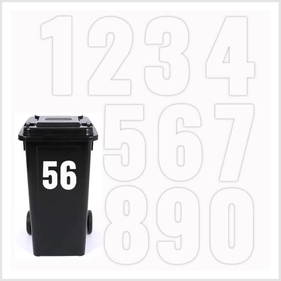 White vinyl bin labels/White recycling bin stickers/White trash can ...