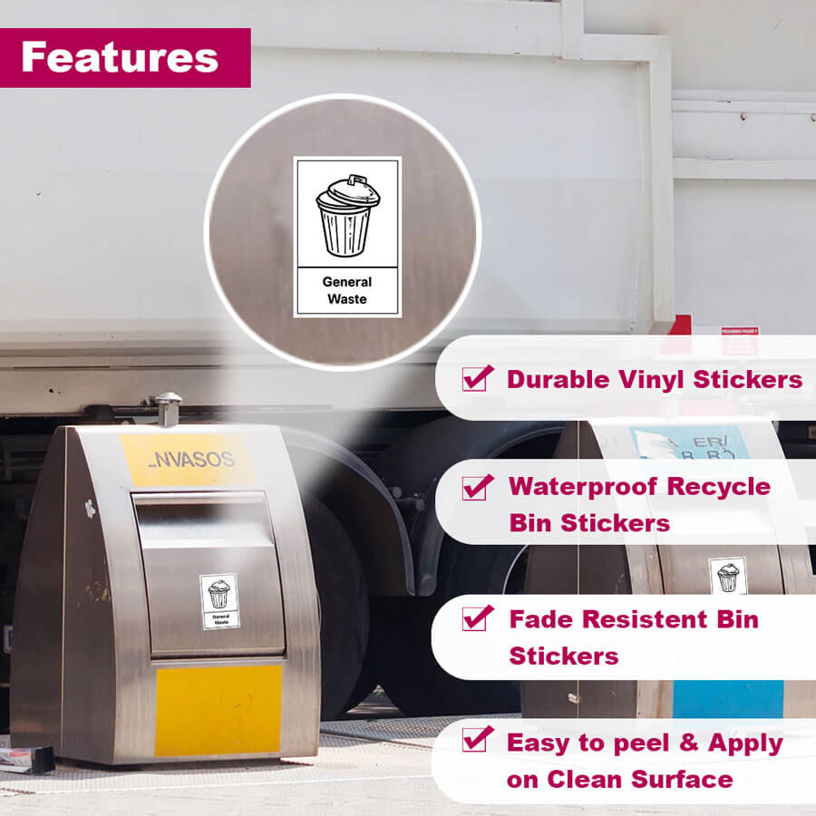 Recycling bin label/Bin sticker for waste reduction/Waste management ...