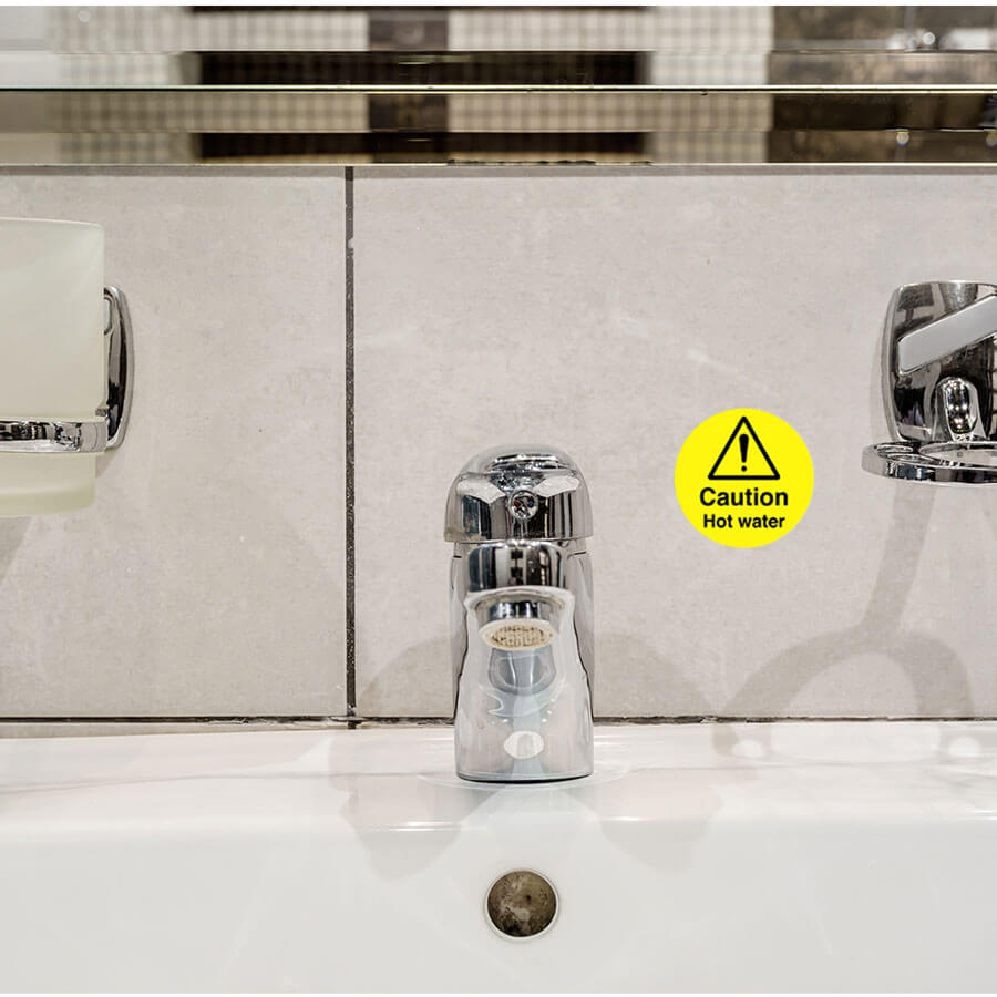 Waterproof hot water sign sticker/Hot water safety sign 65 mm/Durable ...