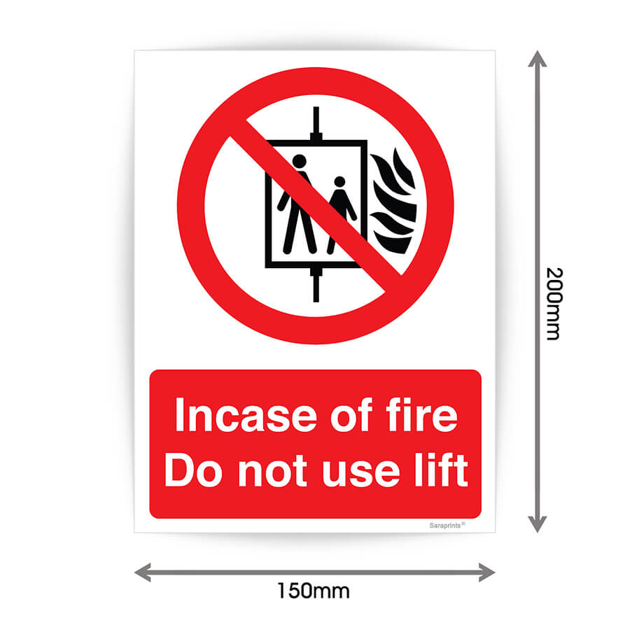 In case of fire do not use lift sign/Fire safety lift sign/Fire safety ...