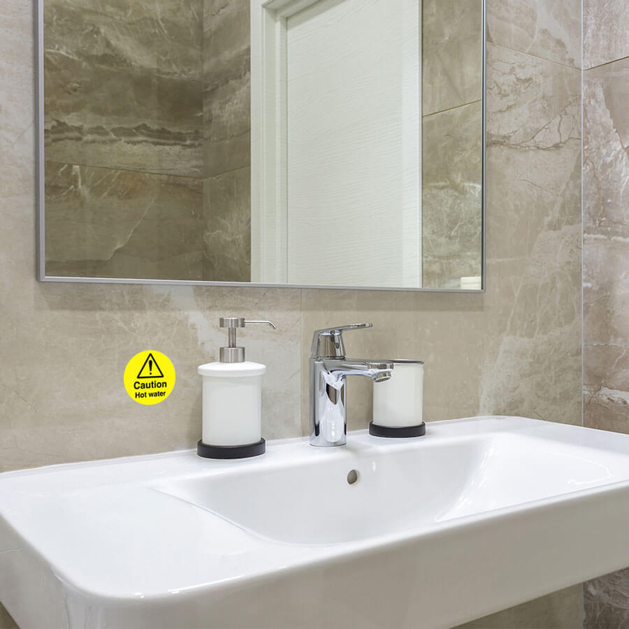 Waterproof hot water sign sticker/Hot water safety sign 65 mm/Durable ...