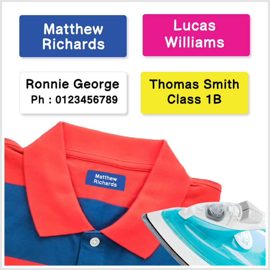 Iron On Name Tags | Coloured Iron Name Labels – papaprints