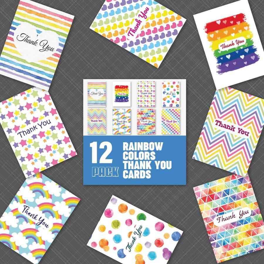 Rainbow Thank You Cards Vibrant Colorful Postcards for Appreciation ...