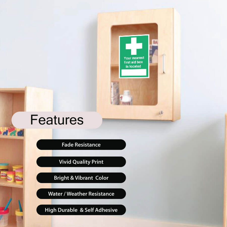 Find nearest First Aid Box sign sticker/Nearest medical kit sign ...