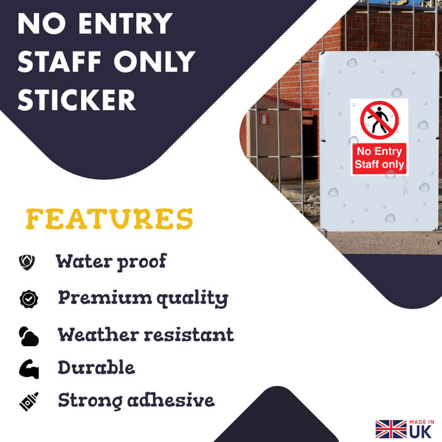 No Entry sign sticker/Staff Only sign sticker/Prohibition sign sticker ...