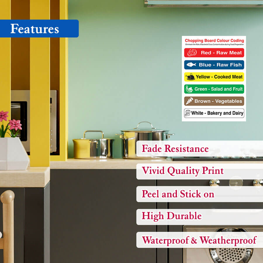Chopping Board color coding sticker/Chopping Board food safety sticker ...