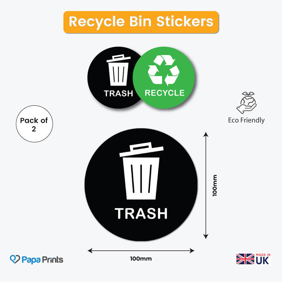 Recycle and Trash Stickers/Green Recycle and Black Trash Vinyl Stickers ...