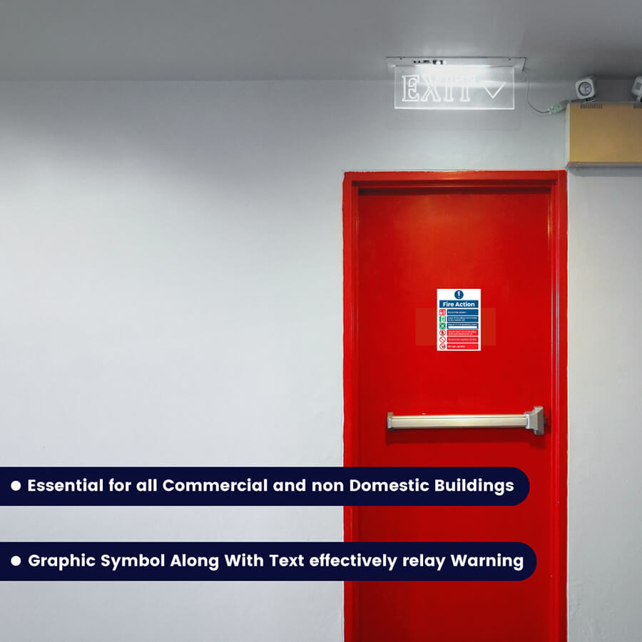 Fire action sign sticker/Fire emergency instructions/Building ...