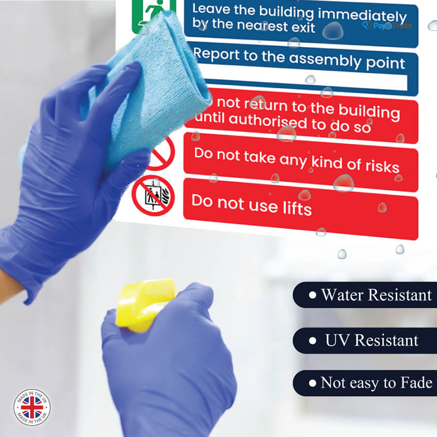 Fire action sign sticker/Fire emergency instructions/Building ...