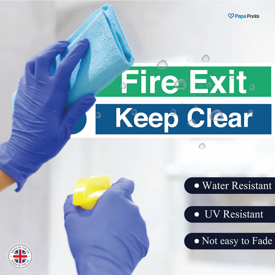 Fire exit sign sticker/Keep clear sign sticker/Fire action sign sticker ...