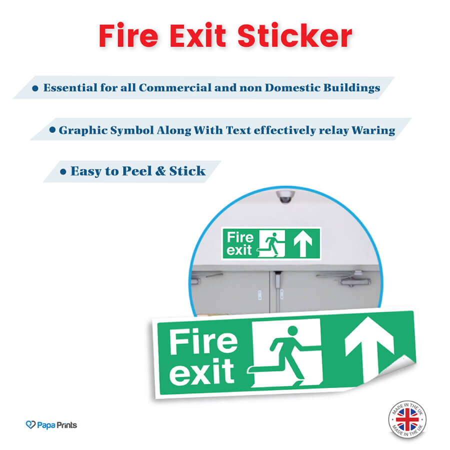 Fire exit sign sticker/Keep clear sign sticker/Fire action sign sticker ...