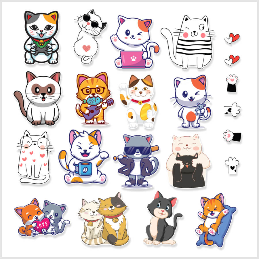 kawaii Cat Laptop Stickers/Laptop stickers/Cat Meme Stickers/ Funny Cat ...