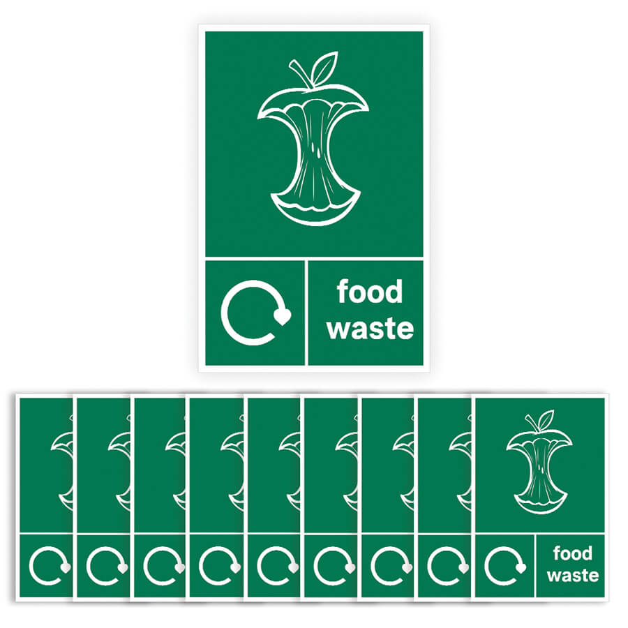 Food Waste Recycling Stickers – Pack of 10 A6 Size for Kitchen Bins