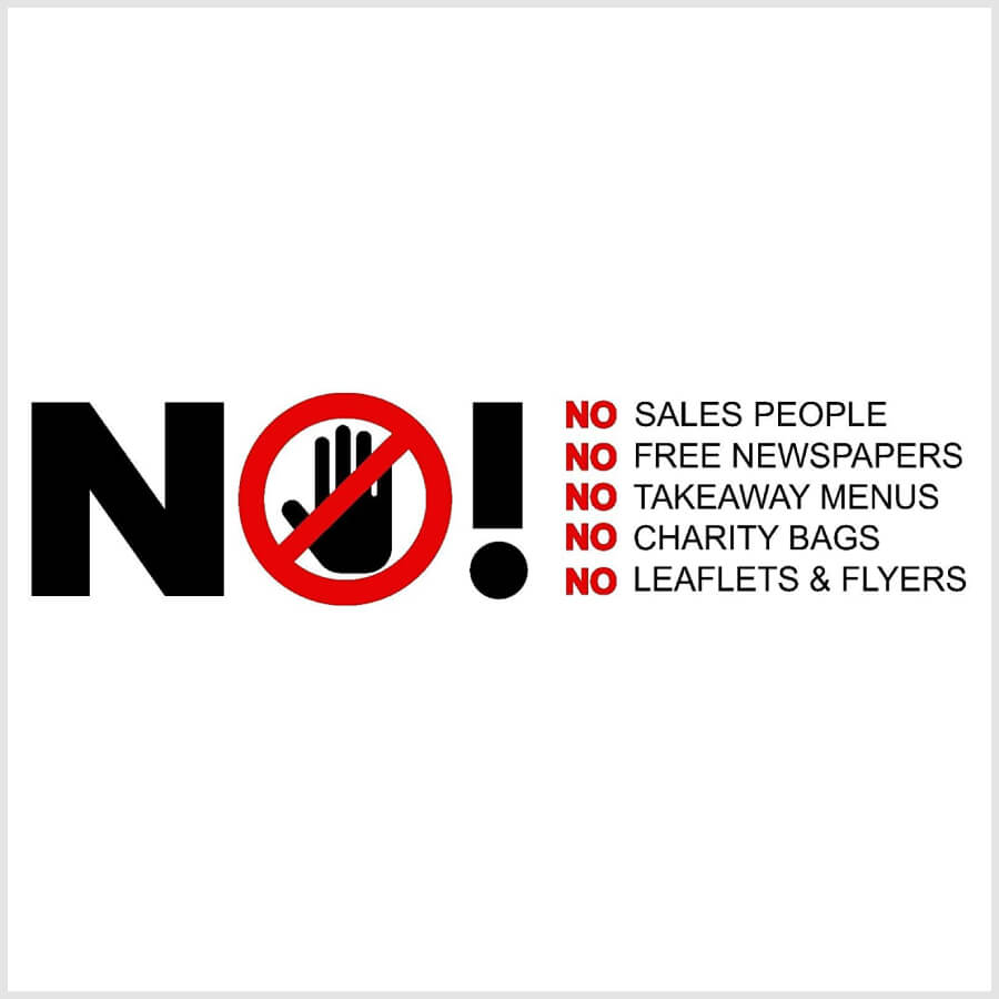 No Sales People sticker/No Charity signs sticker/No takeaway menu sticker