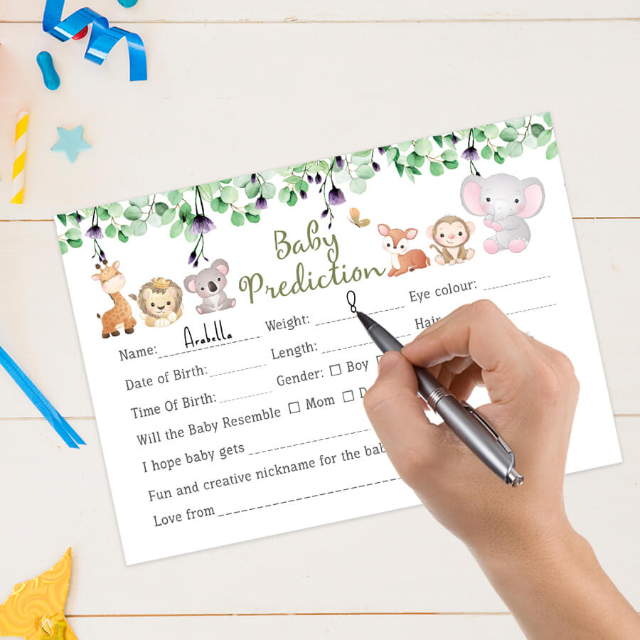 Safari Theme Baby Shower Advice and Prediction Cards Set of 50 Online