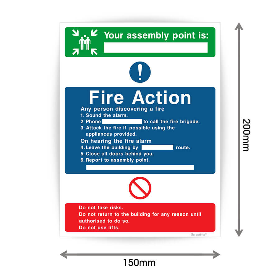 Fire safety sign sticker/Fire action sticker/Clear instructions safety ...