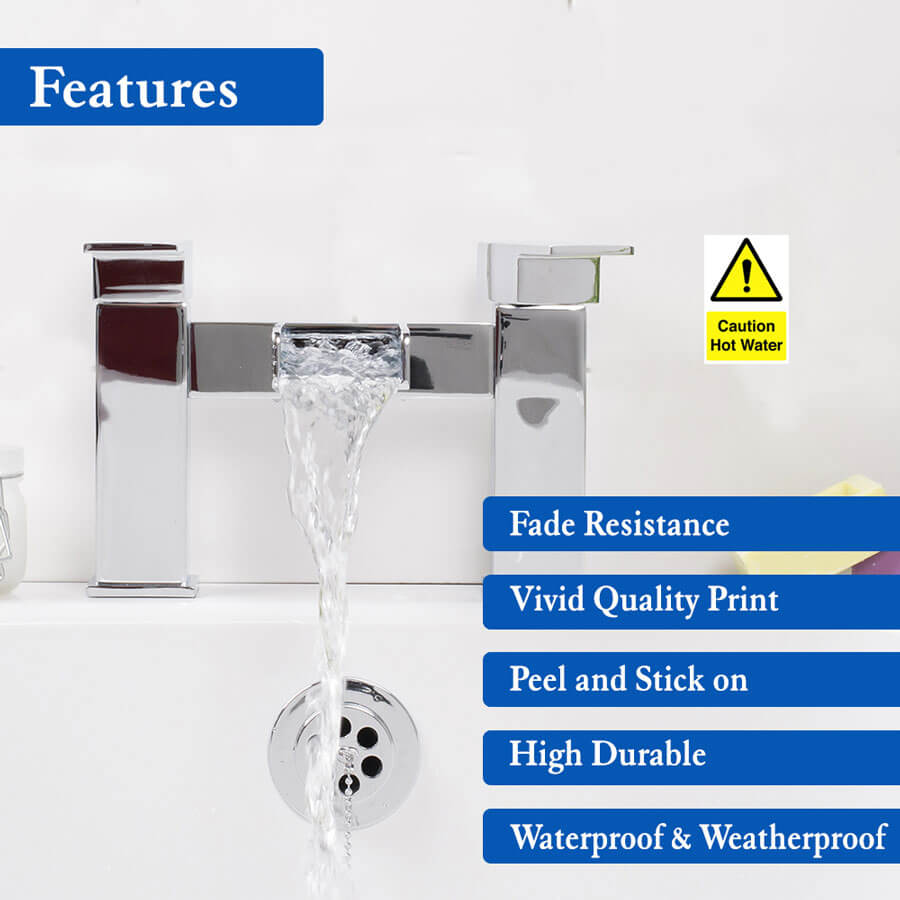 Hot water alert sign/Waterproof hot water warning sticker/Danger hot ...