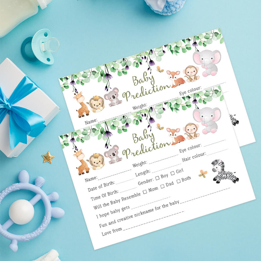 Safari Theme Baby Shower Advice and Prediction Cards Set of 50 Online