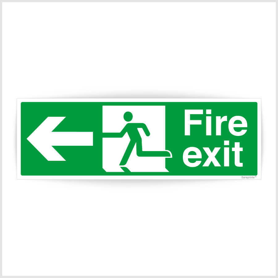 Fire exit arrow signs stickers with keep clear/Fire exit Left Arrow ...