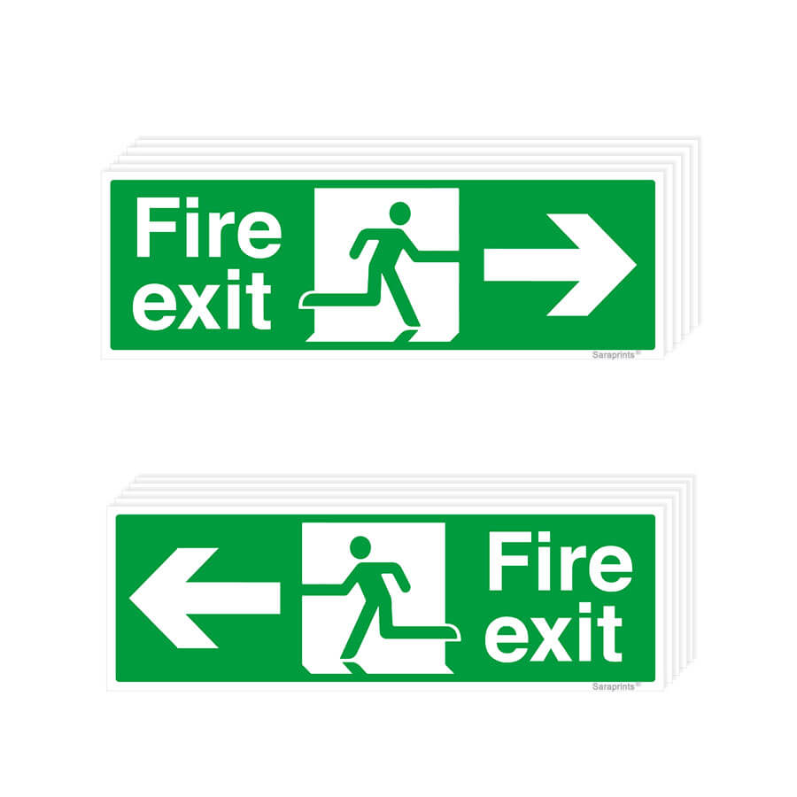 Fire exit arrow signs stickers with keep clear/Fire exit Left Arrow ...