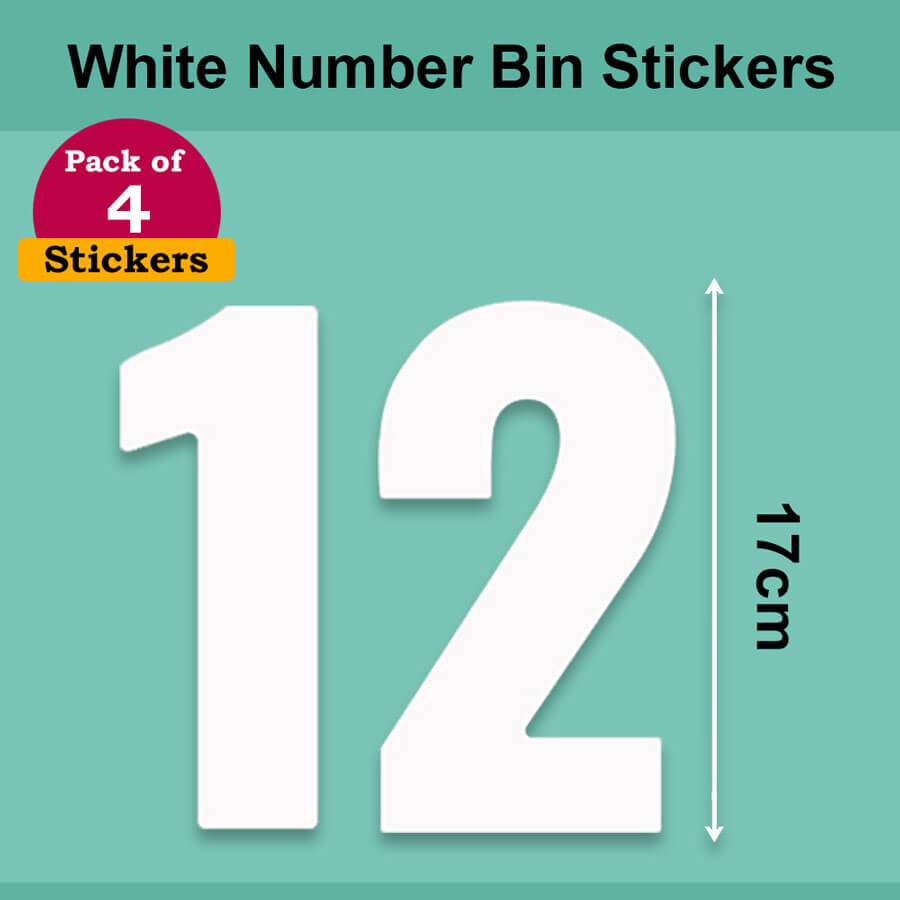 17 cm vinyl labels for wheelie bins/Waterproof bin number stickers/Fade ...