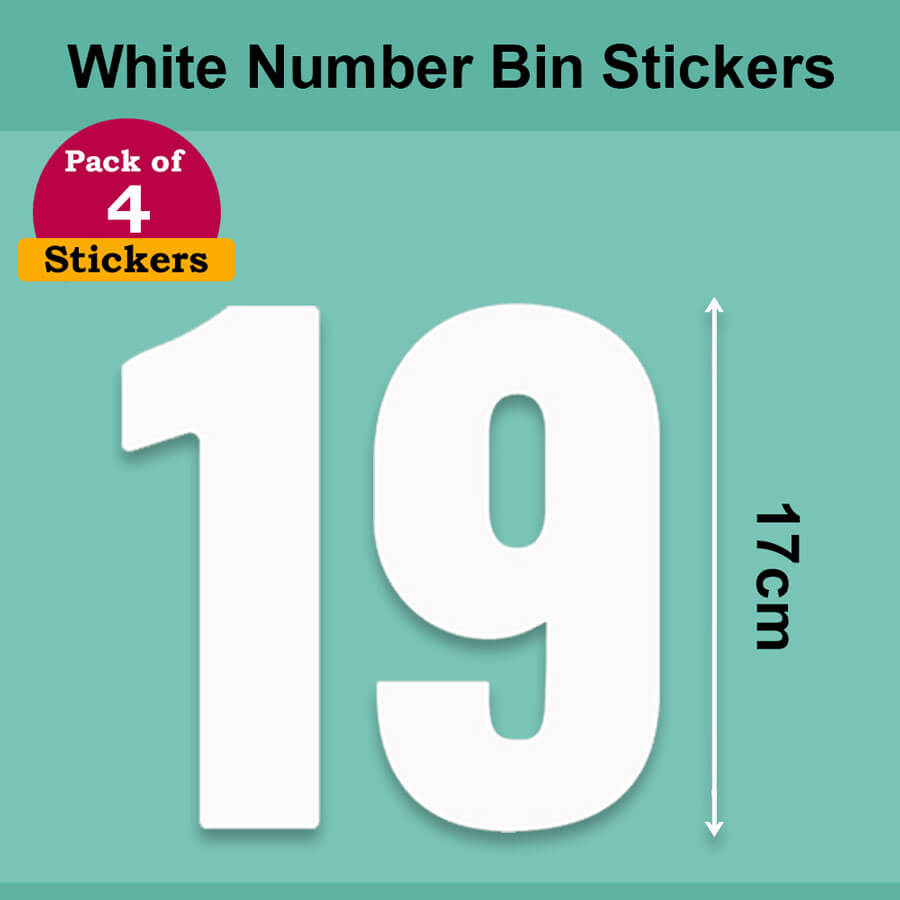 17 cm vinyl labels for wheelie bins/Waterproof bin number stickers/Fade ...