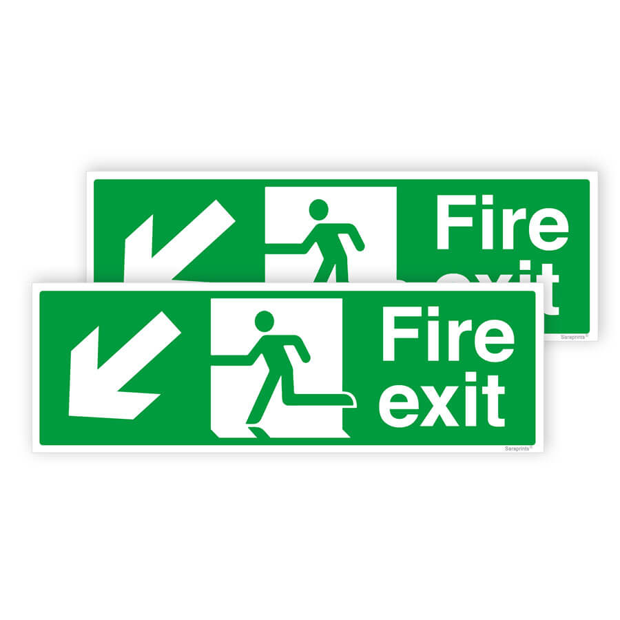 Fire exit arrow signs stickers with keep clear/Fire exit Left Arrow ...