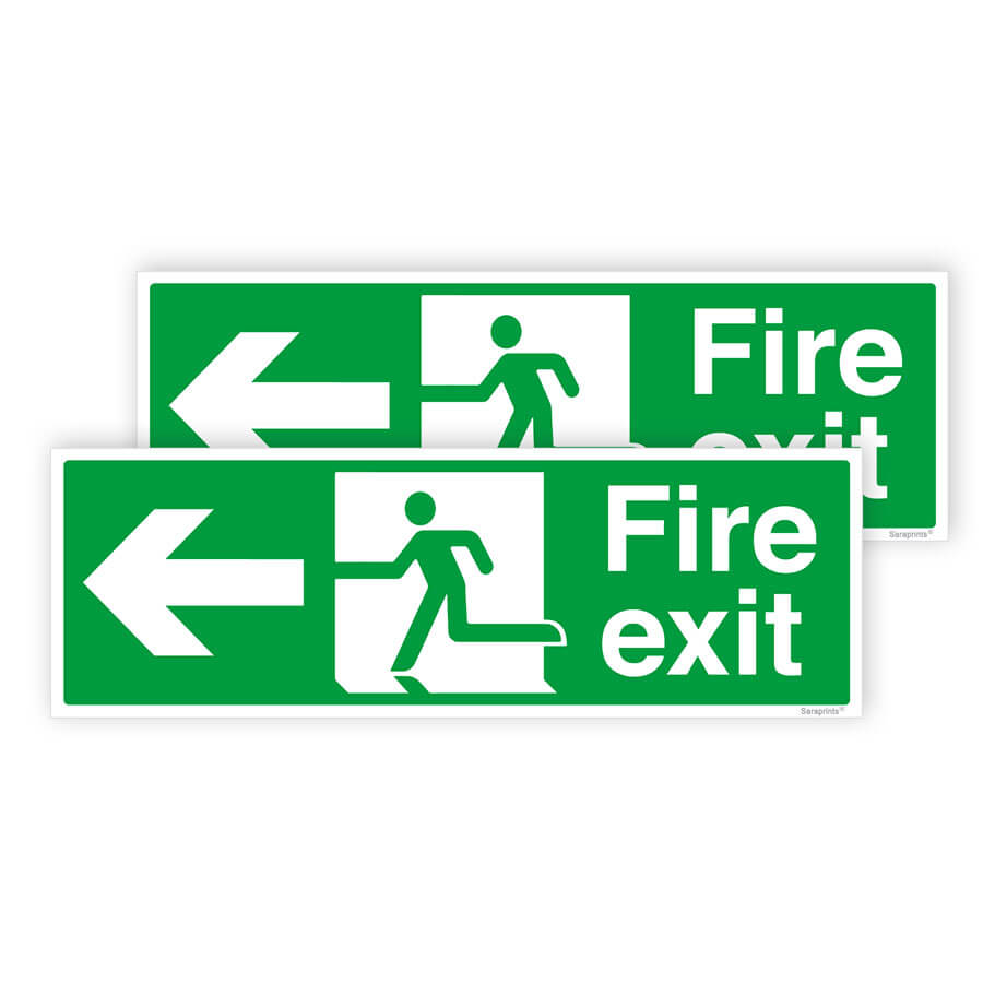 Fire exit arrow signs stickers with keep clear/Fire exit Left Arrow ...