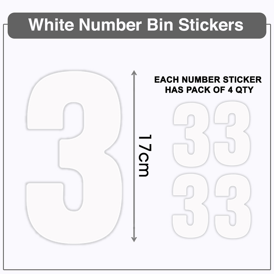 White vinyl bin labels/White recycling bin stickers/White trash can ...