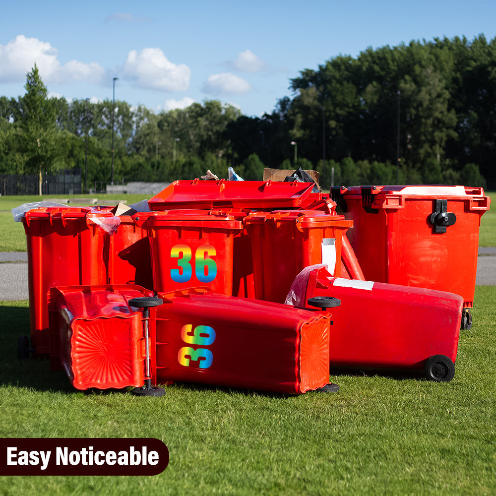 Rainbow Wheelie Bin Number stickers/Bin stickers/Dustbin stickers