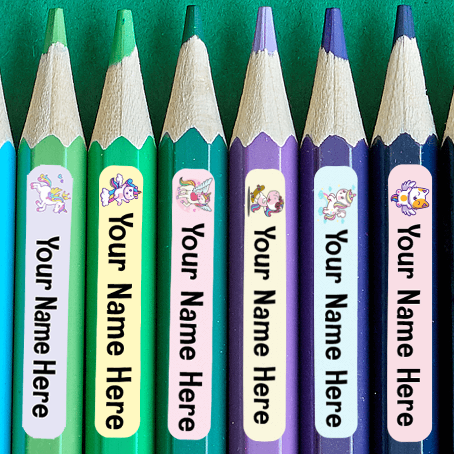 Unicorns Pencil Name Labels | Kids Pencil Stickers