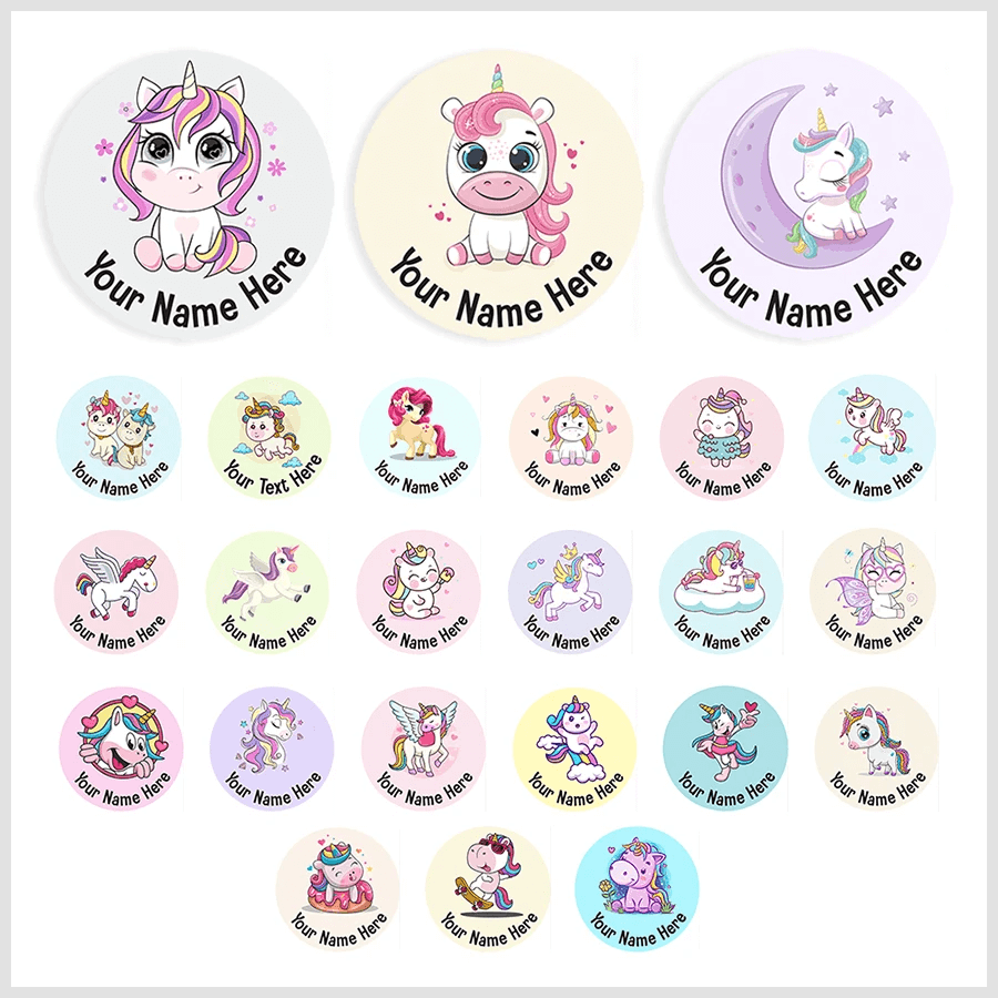 Kids Unicorn Name Labels | School Name Labels