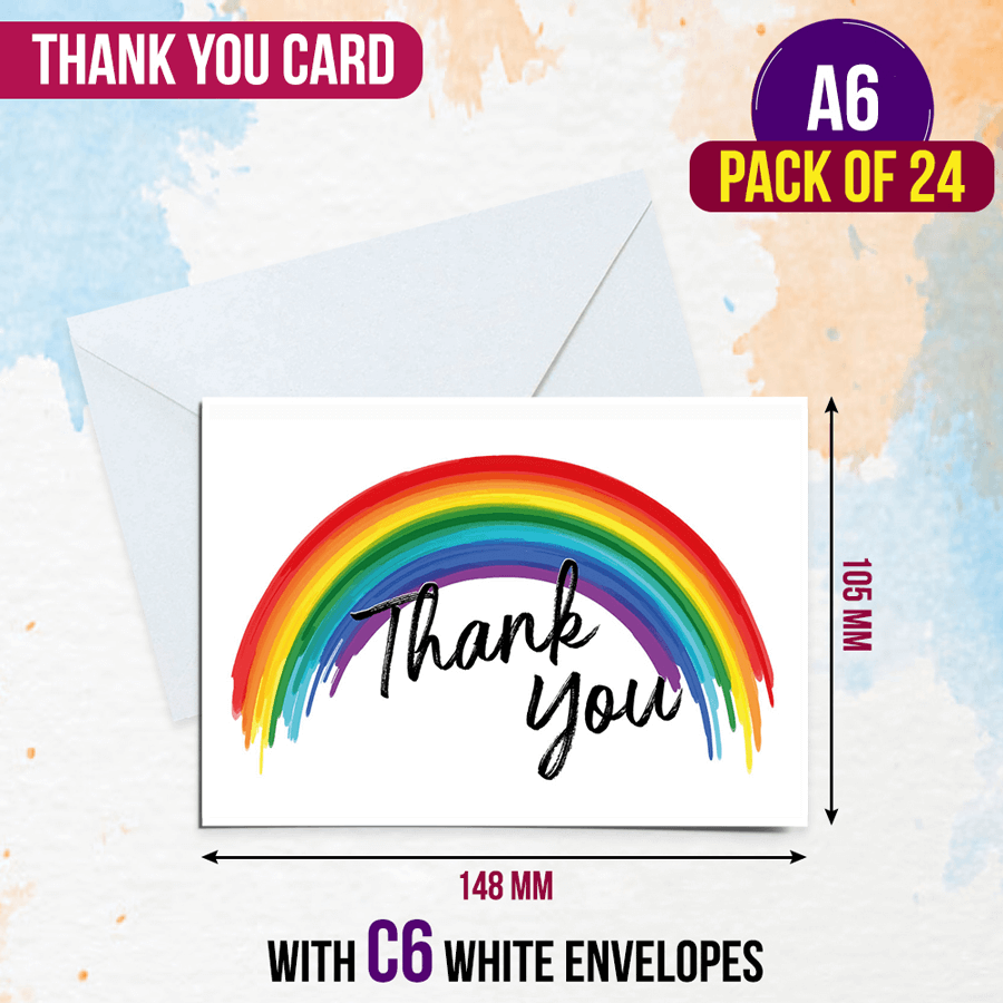 Rainbow Thank You Cards - Bulk Set with Colorful Designs and Envelopes