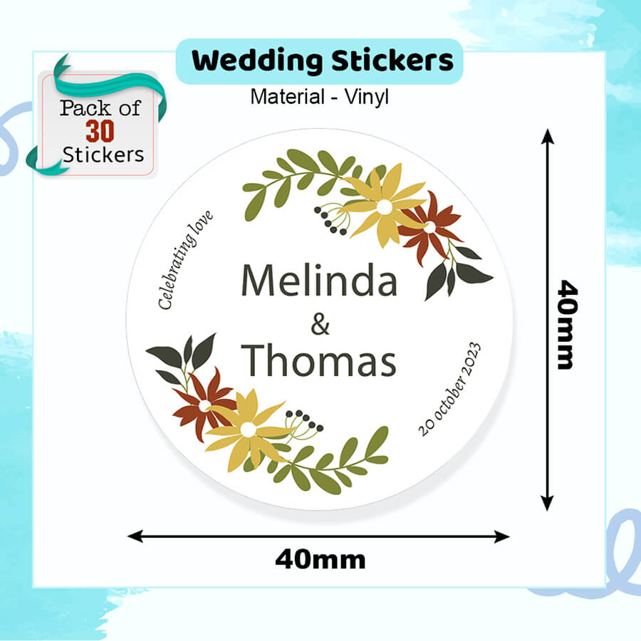 Personalized wedding stickers/ Custom names and date favors/ Vinyl ...