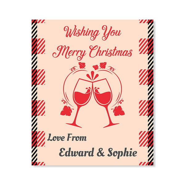Christmas Wine Bottle Labels/Xmas Custom wine bottle label/Holly Wreath ...