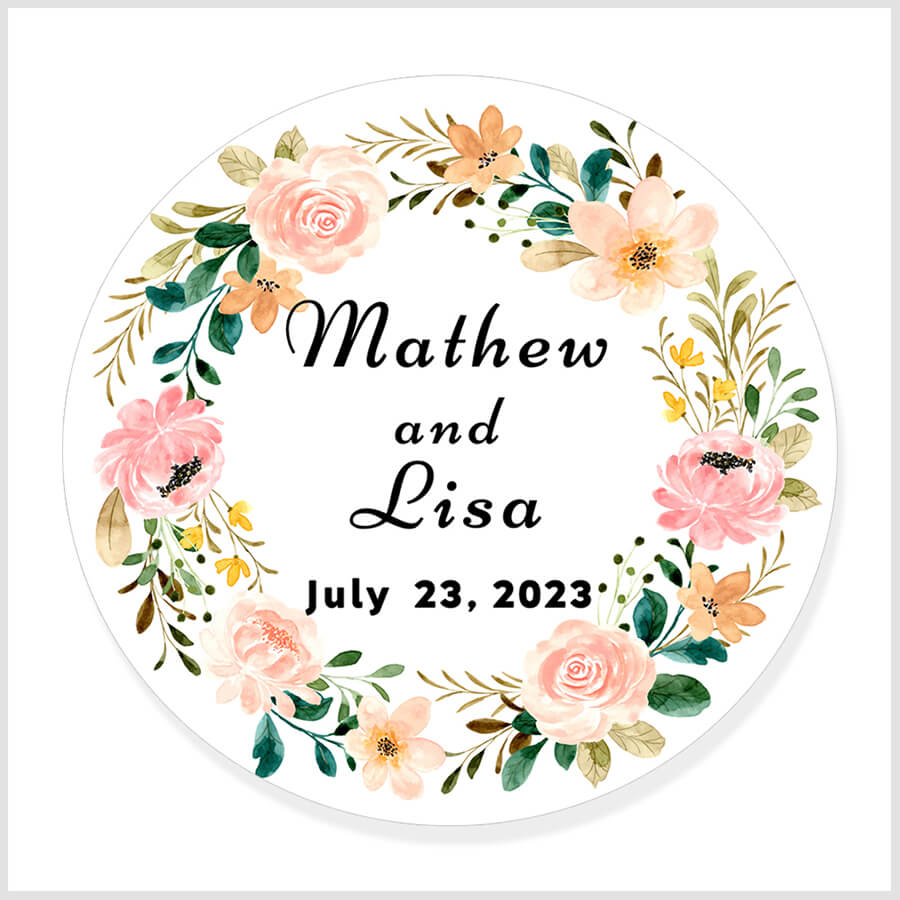 Personalized wedding stickers/ Custom floral vinyl decals/ Wedding ...