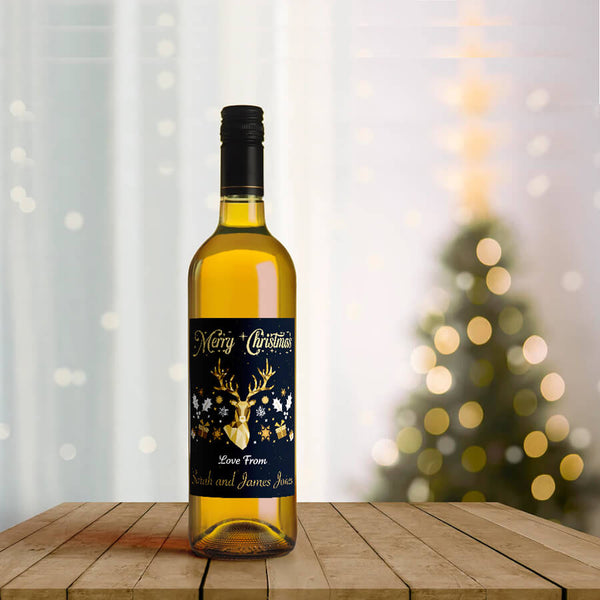 Christmas Wine Bottle Labels/Xmas Custom wine bottle label/Holly Wreath ...